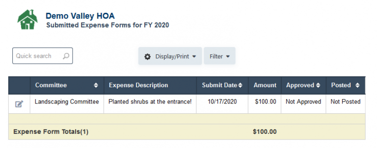 HOA Expense Forms - RunHOA